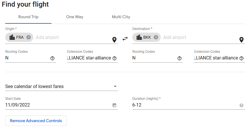 ITA Matrix Advanced Controls | meilenoptimierenI