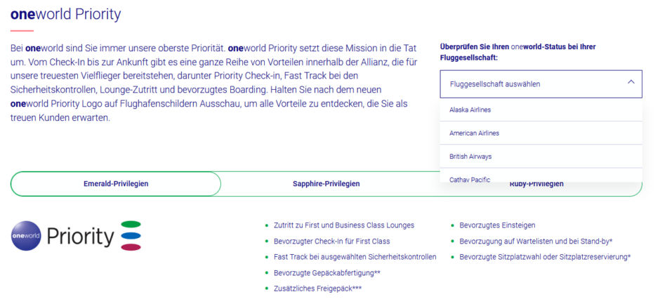 Alle Oneworld Sapphire Status Vorteile – Was bringt’s? | meilenoptimieren