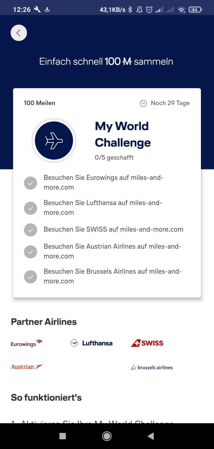 Miles & More App My World Challenge | meilenoptimieren