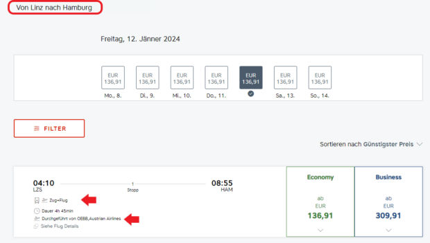 Austrian Airlines AIRail erklärt | meilenoptimieren