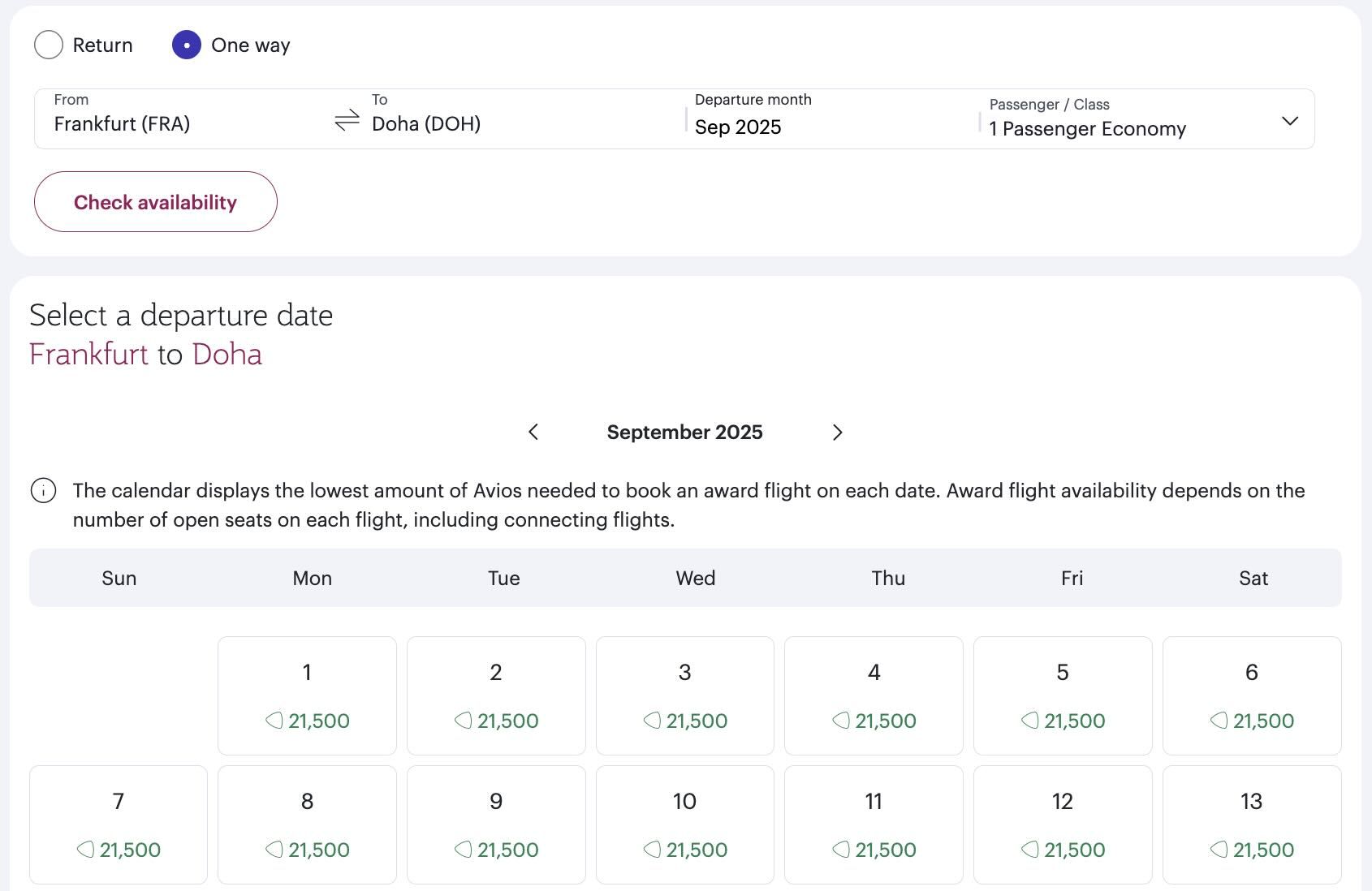 Qatar Airways Privilege Club Award Flight Finder | meilenoptimieren