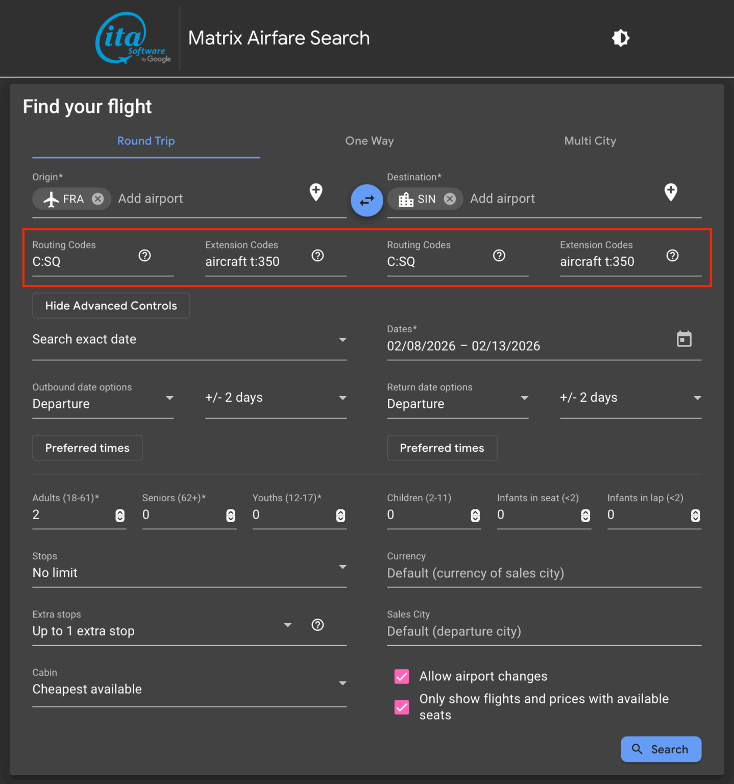 Die ITA Matrix von Google: Die Grundfunktionen | meilenoptimieren
