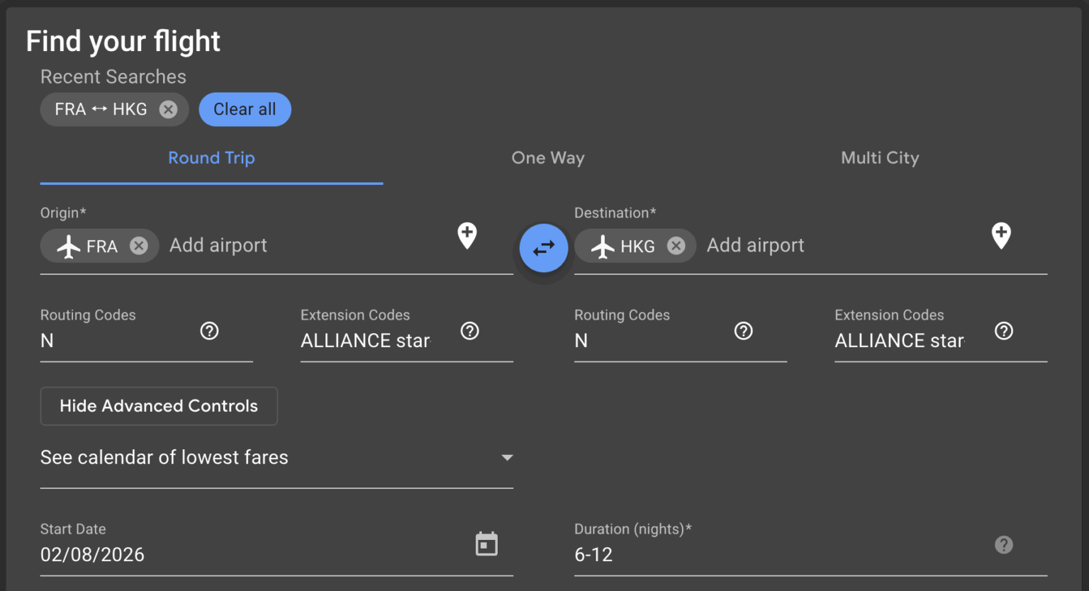 ITA Matrix Advanced Controls für Profis | meilenoptimieren