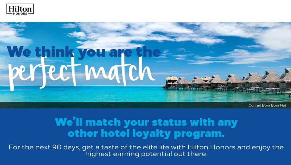 Hilton Honors Status Match durch Challenge | meilenoptimieren